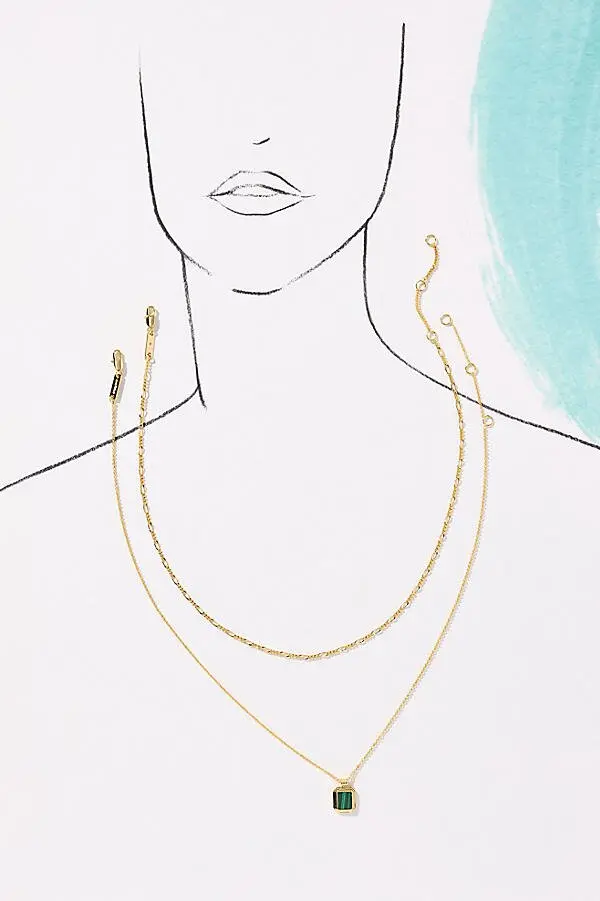 ANA LUISA Temple Green Layered Necklaces, Set Of 2