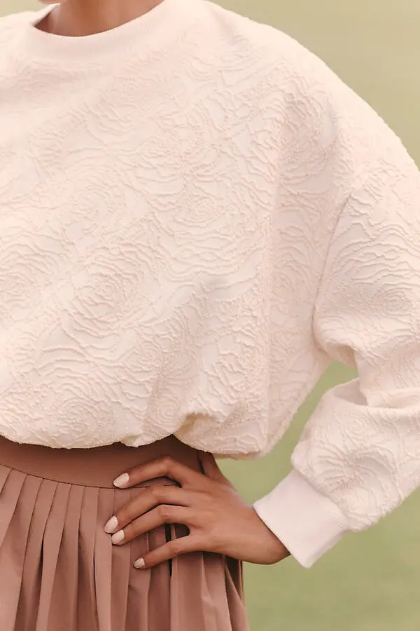 DAILY PRACTICE Textured Bubble Sweatshirt - Ivory