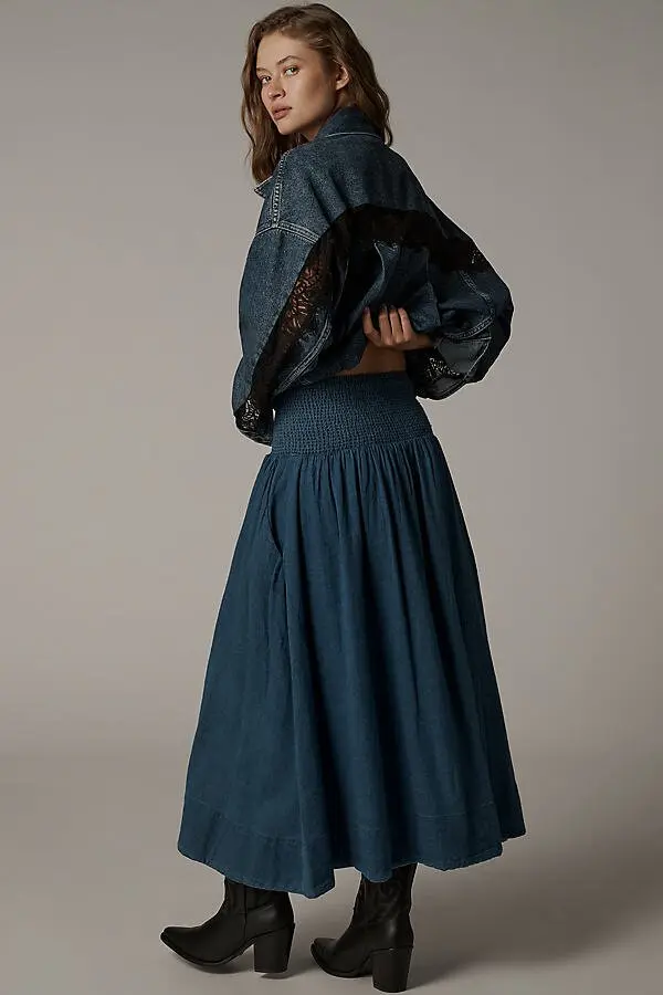 Maeve Zip-front Midi Skirt