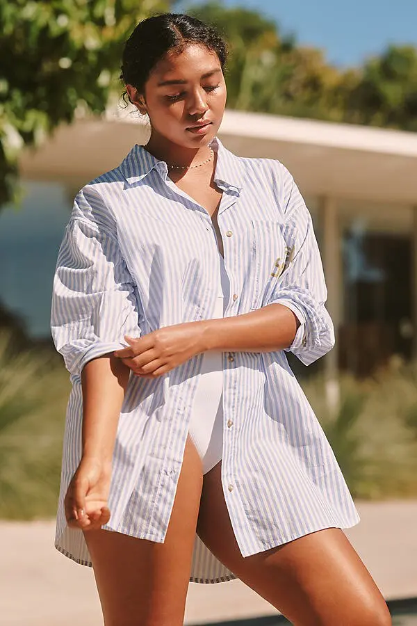 CELANDINE Graphic Oversized Button-down Shirt