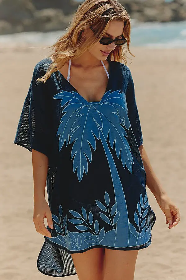 Celandine Mesh Embroidered Mini Dress In Deep Indigo - 66% Off |  Editorialist