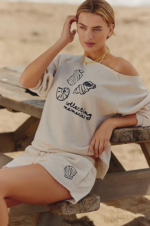 CELANDINE Agathe Marty X Off-shoulder Icon Sweatshirt - Cream