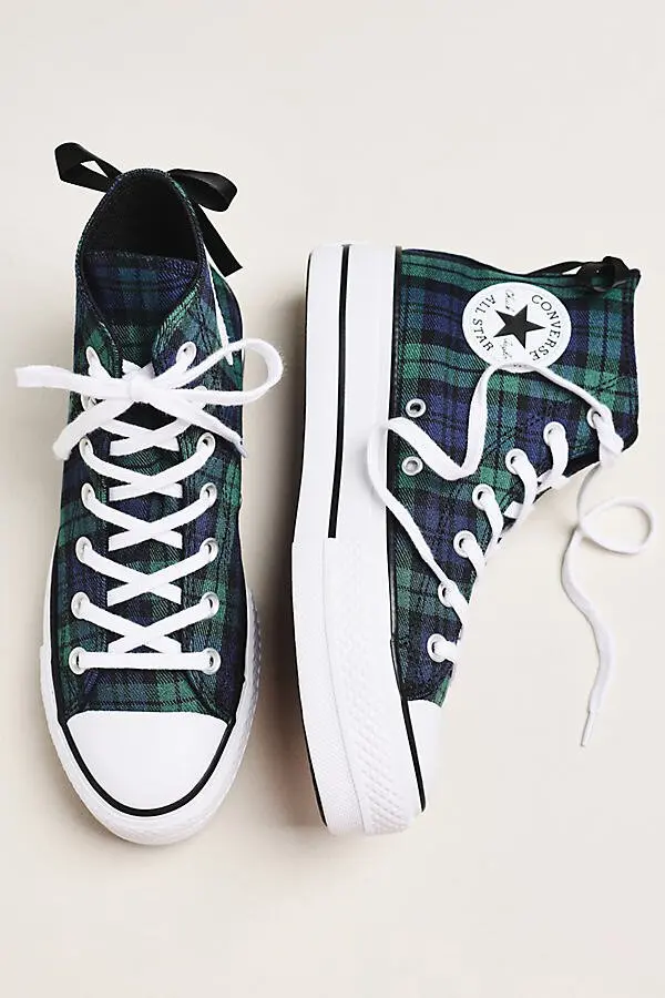 CONVERSE Chuck Taylor All Star Lift Platform Plaid High-top Sneakers - Navy/black/white