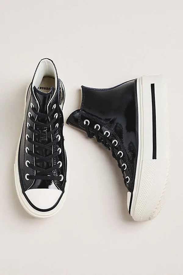 CONVERSE Chuck Taylor All Star Lift Double Stack Platform Patent-leather High-top Sneakers - Black/egret/black