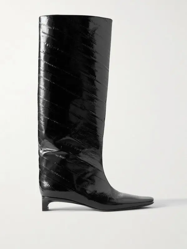 loulou de saison - Joan Eel-Effect Patent Leather Knee Boots
