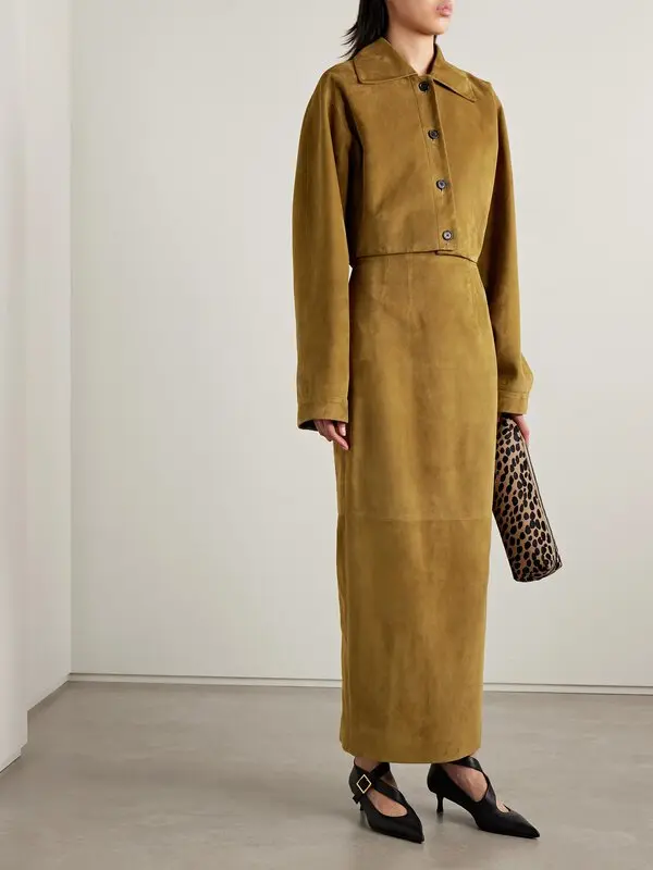 Khaite Loxley Suede Maxi Skirt