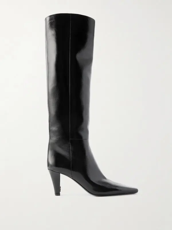 Saint Laurent Jill Glossed-leather Knee Boots - Black