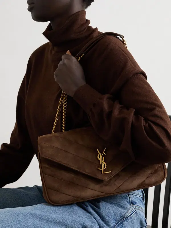 Saint Laurent Loulou Quilted Suede Shoulder Bag