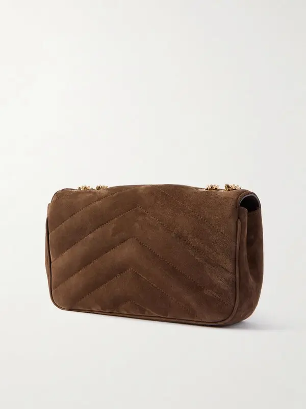 Saint Laurent Loulou Quilted Suede Shoulder Bag