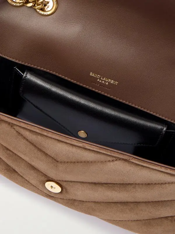 Saint Laurent Loulou Quilted Suede Shoulder Bag