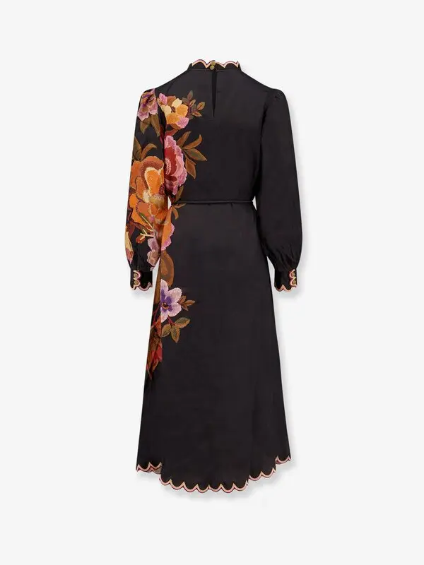 Farm Rio Satin Midi Dress With Floral Print