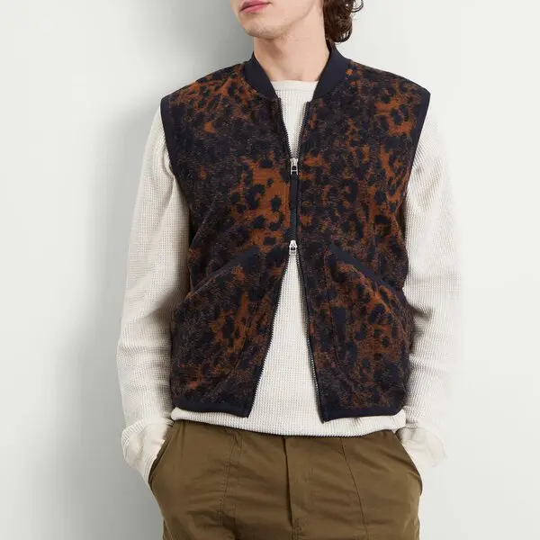 Universal Works Night Leopard Zip Waistcoat