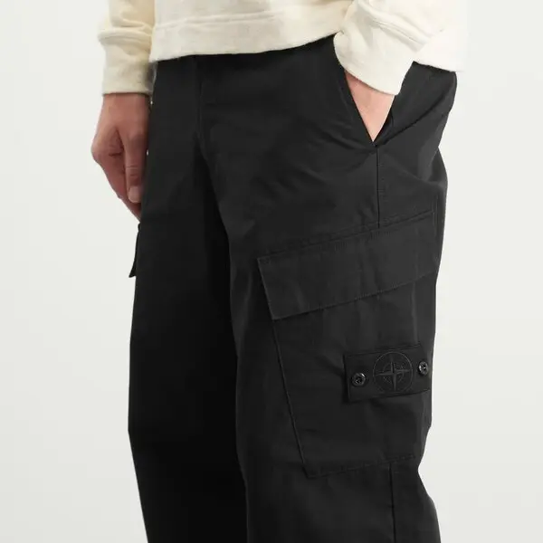 Stone Island Ghost Weatherproof Cotton Canvas Cargo Trousers - Black