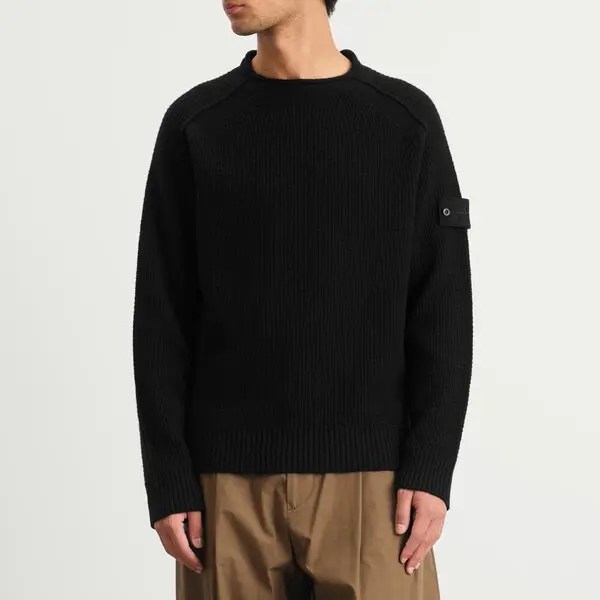 Stone Island Ghost Geelong Waffle Knit Jumper - Black