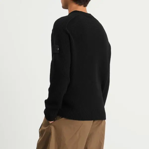 Stone Island Ghost Geelong Waffle Knit Jumper - Black