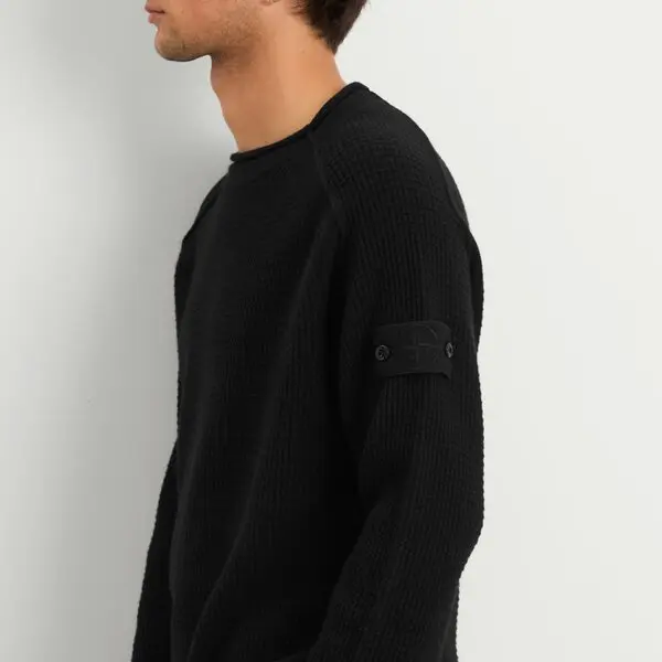 Stone Island Ghost Geelong Waffle Knit Jumper - Black