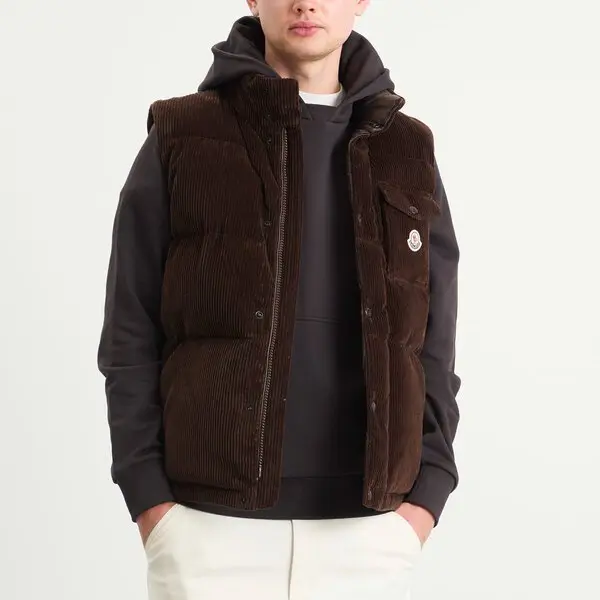 Moncler Agen Vest Maxi Corduroy Gilet - Brown