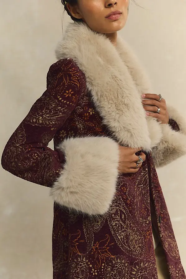 Free People Mercer Coat - Deep Wine Combo