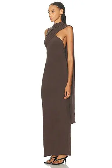 AYA MUSE Cedar Draped Dress - Dark Brown