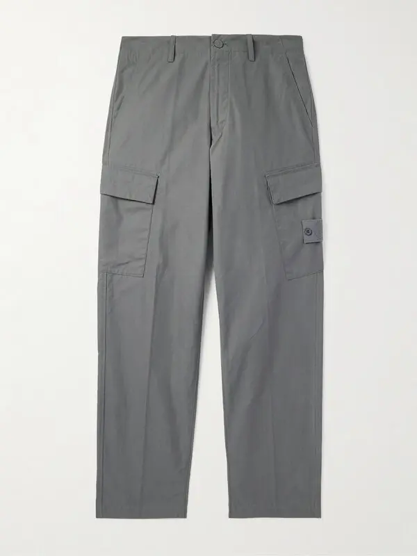 Stone Island Ghost Straight-leg Cotton Cargo Trousers - Gray