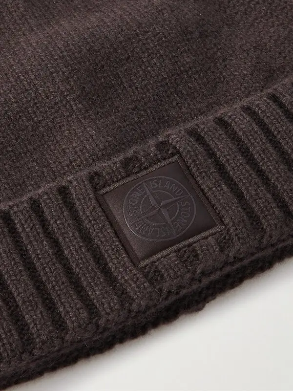 Stone Island Logo Appliquéd Cashmere Beanie - Brown