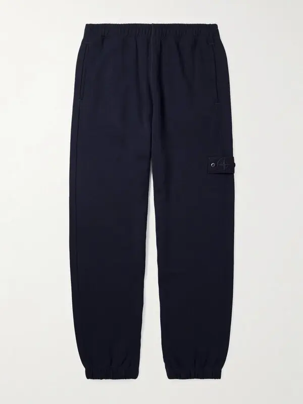 Stone Island Ghost Tapered Wool And Cotton-blend Jersey Sweatpants - Blue