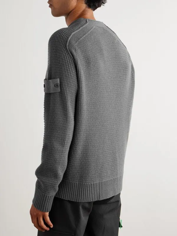 Stone Island Ghost Waffle-knit Virgin Wool Sweater
