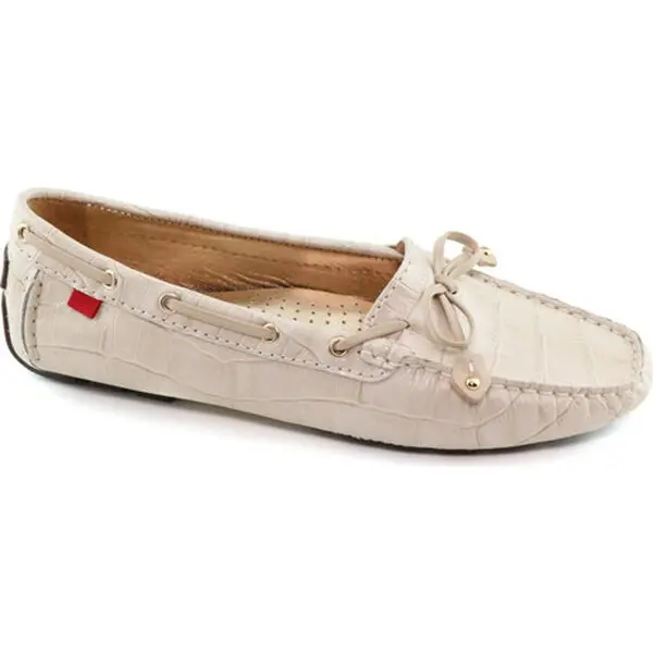MARC JOSEPH NEW YORK Cypress Hill Croco Tiebow Driver Loafer - Porcelain Croco