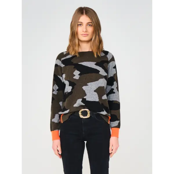 BRODIE CASHMERE Crew Neck Cashmere Sweater - Khaki