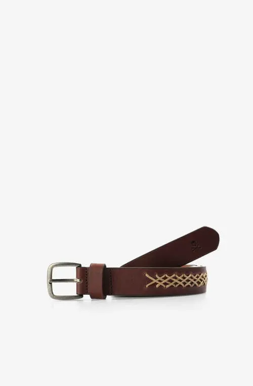 SCALPERS Belga Leather Belt - Brown