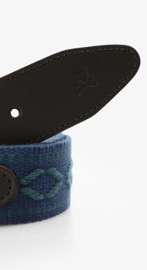 SCALPERS Geometric Patterned Belt - Blue