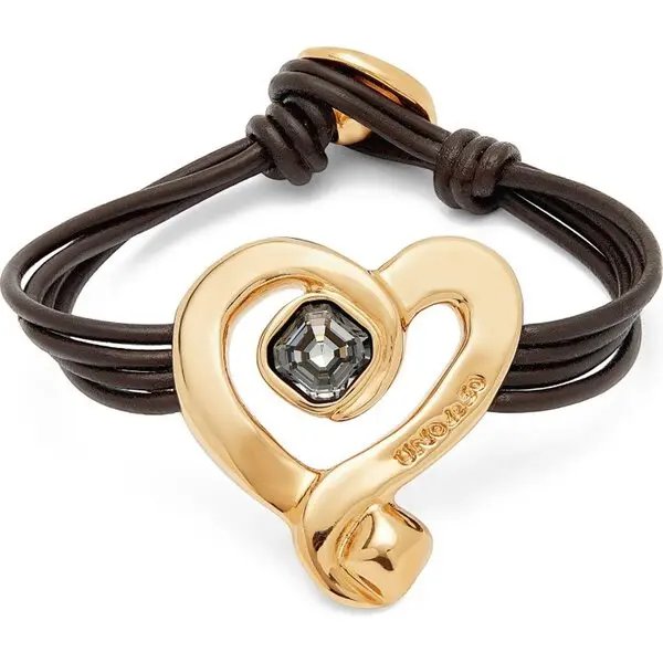 UNODE50 Heart Leather Bracelet - Gold