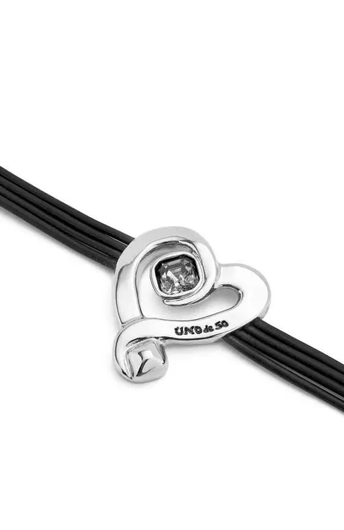 UNODE50 Heart Leather Bracelet - Silver