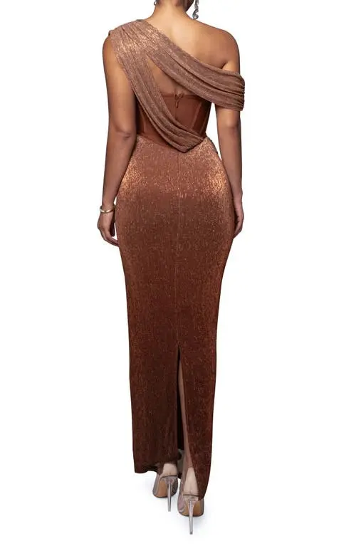 JLUXLABEL Metallic Drape Gown