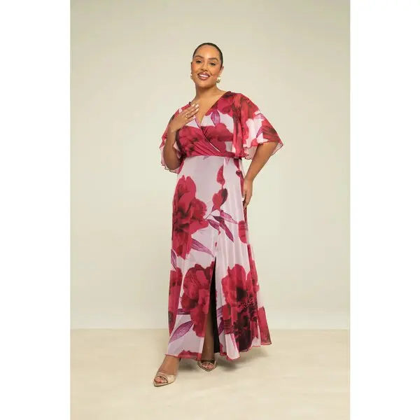 FASHION-SZN CURVE Floral Maxi Dress - Pink