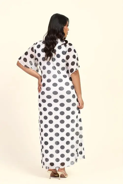 FASHION-SZN CURVE Polka Dot Ruched Side Maxi Dress