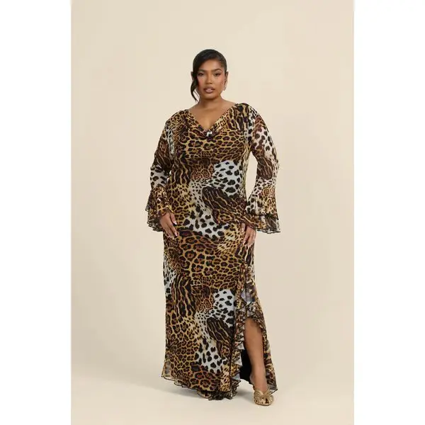 FASHION-SZN CURVE Leopard Print Maxi Dress