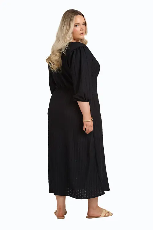 black balloon sleeve midi dress CO Collection
