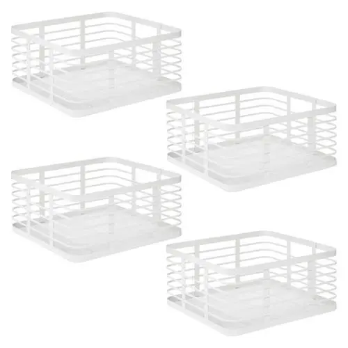MDESIGN Metal Pantry Basket With Handlesset Of 4 - Matte White