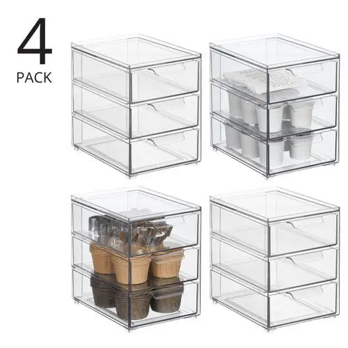 MDESIGN Idesign 3-drawer Stackable Organizer For Kitchen Or Pantryset Of 4