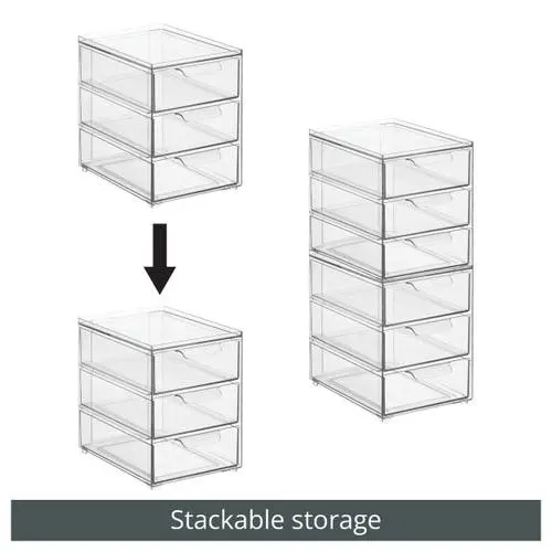 MDESIGN Idesign 3-drawer Stackable Organizer For Kitchen Or Pantryset Of 4