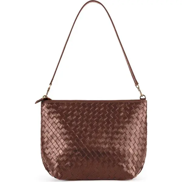 DEUX MAINS Woven Leather Shoulder Bag - Brown