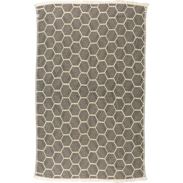 INFUSEZEN Hive Cotton Turkish Throw Blanket - Black