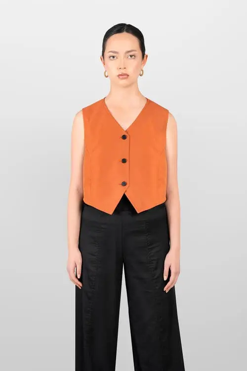 LAURA APARICIO Drill Midi Skirt - Orange