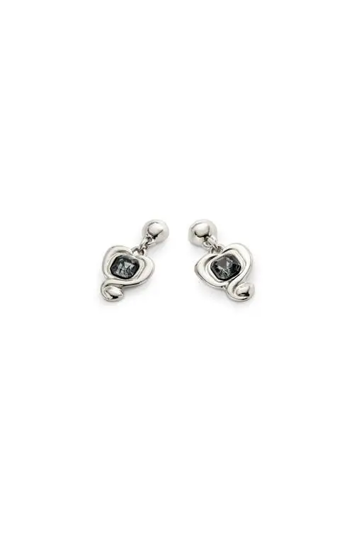 UNODE50 Heart And Crystal Drop Earrings