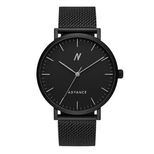 NCMPRBL Advance Black Sands Mesh Strap Watch - Brilliant Black/hushed Silver