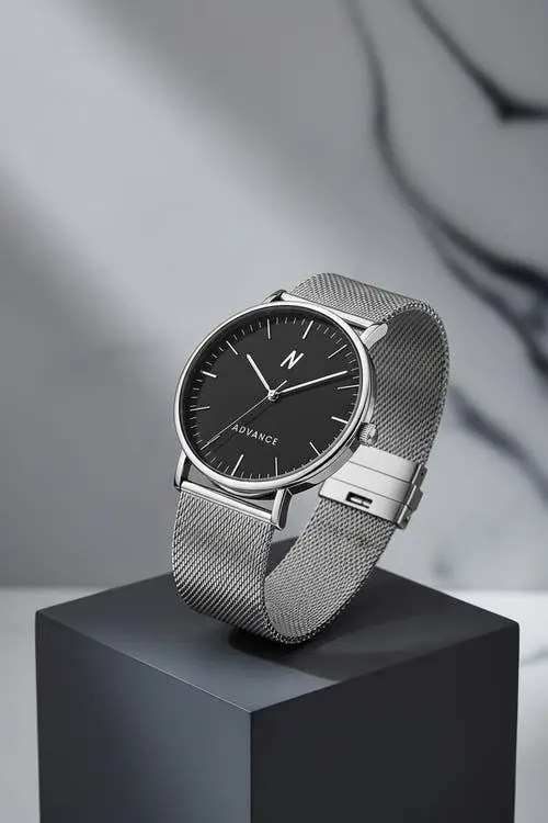 NCMPRBL Advance Night Cap Mesh Bracelet Watch - Silver/black