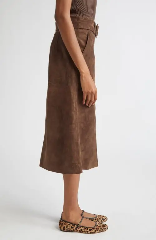 Veronica Beard Alexie Suede Belted Skirt - Espresso