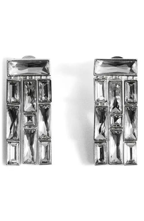 Mango Crystal Statement Drop Earrings - Silver