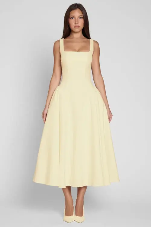 LEAU Corset Midi Dress - Yellow